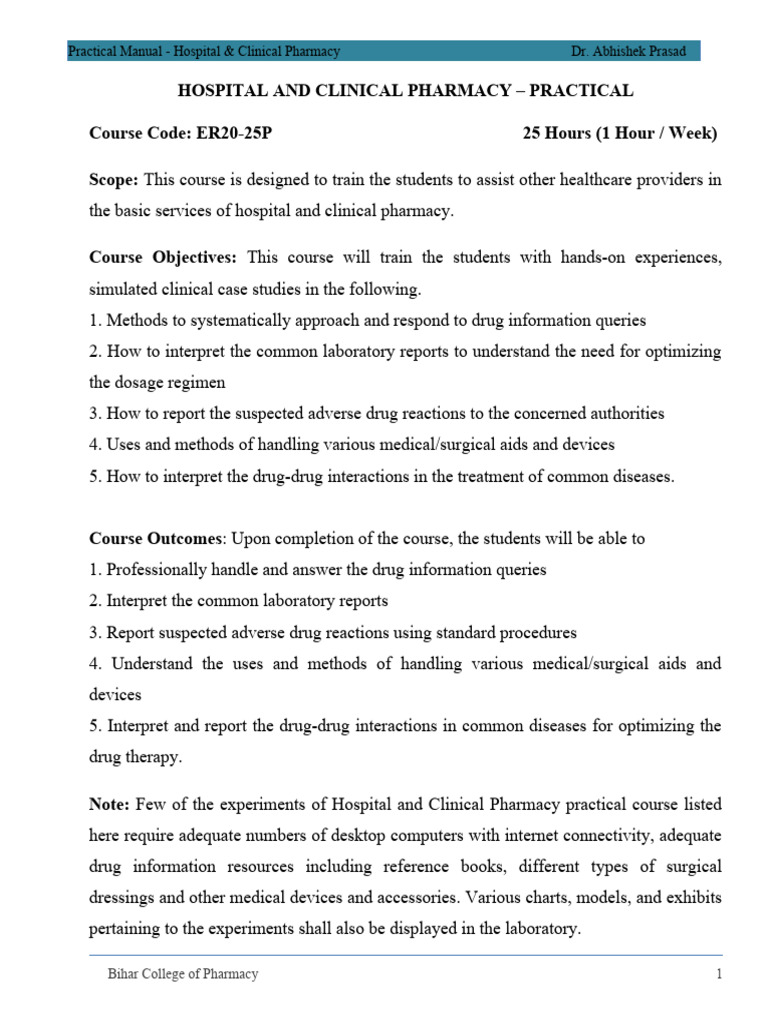 Hospital & Clinical Pharmacy | PDF | Thyroid Stimulating Hormone | Medicine