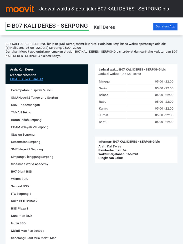 Tarif dan Rute Angkot B07 Kalideres-Serpong | PDF