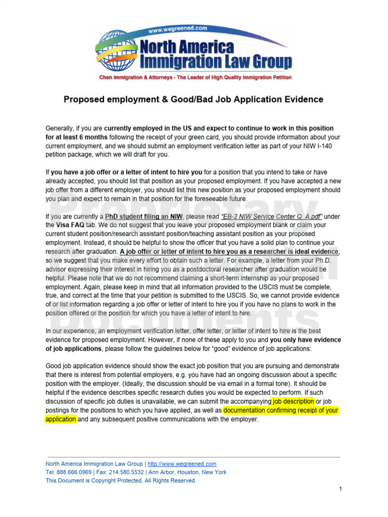 Proposed Employment and Good - Bad Job Application Evidence | PDF