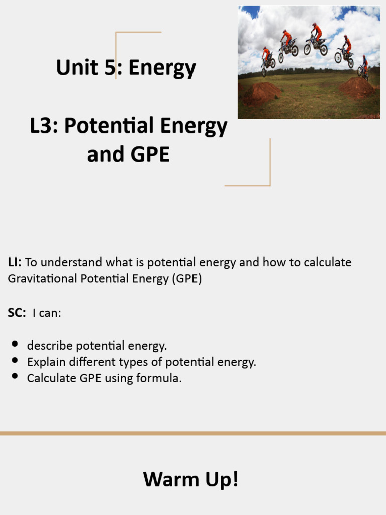 L3 - Potential Energy and GPE | PDF | Potential Energy | Atomic Nucleus