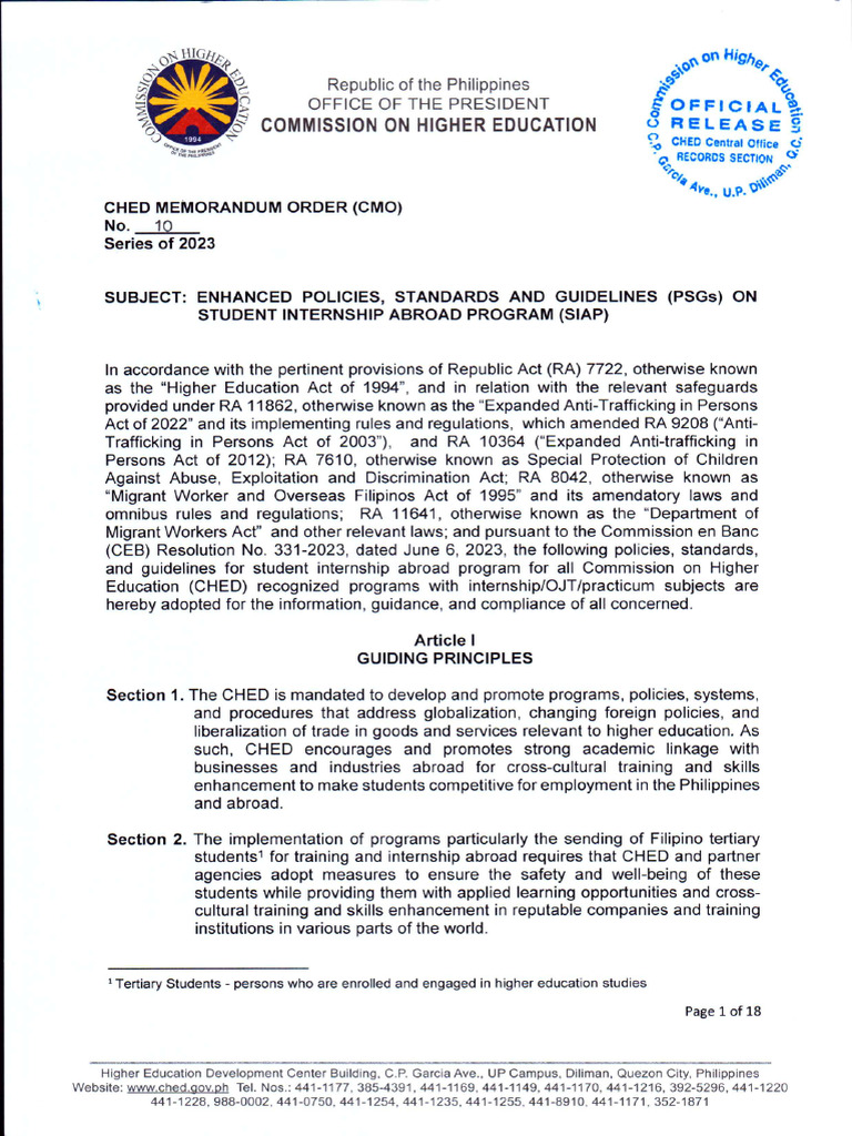 Commission On Higher Education - CMO-No.-10-S.-2023 | PDF | Notary Public