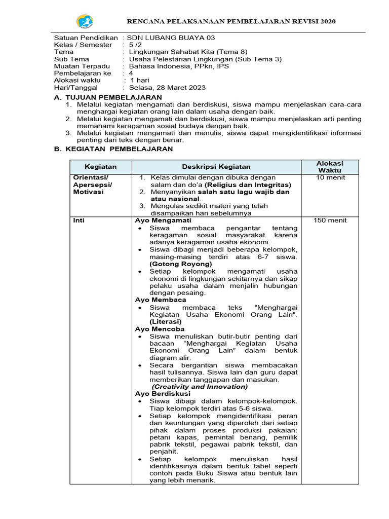 RPP Akreditasi Selasa, 28 Maret 2023 | PDF