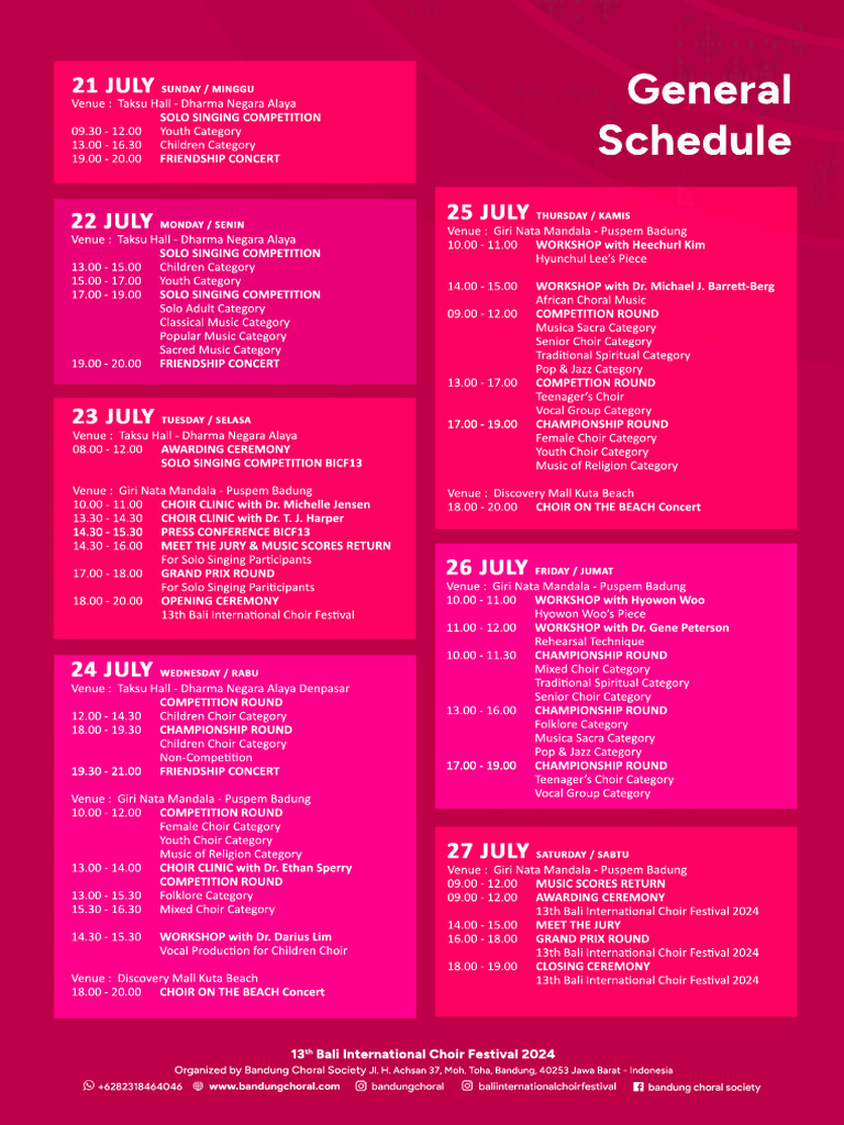 BICF13 - General Schedule | PDF