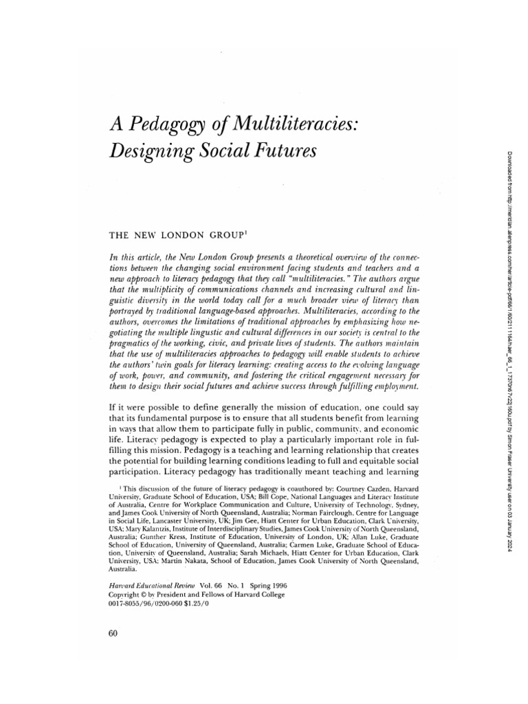 Pedagogy of Multiliteracies | PDF | Freedom Of Expression Law ...