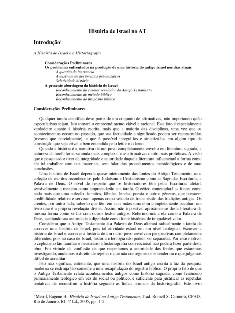 História de Israel No AT - Eugene Merril - Introdução | PDF ...