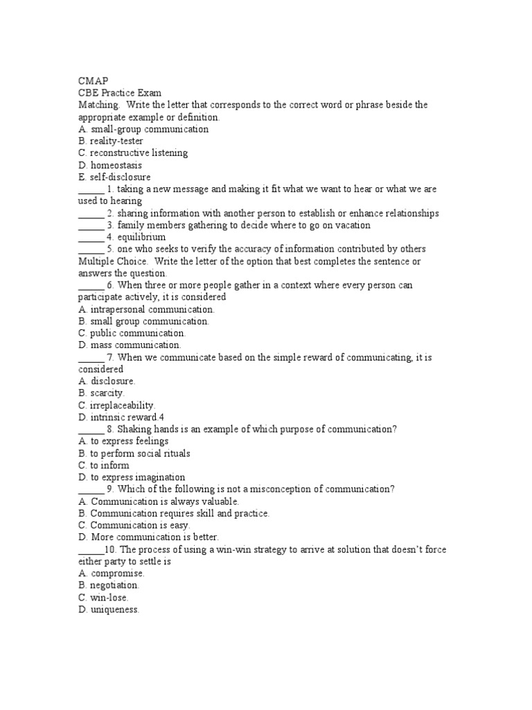 CMAP Practice Exam | PDF | Reason | Multiple Choice