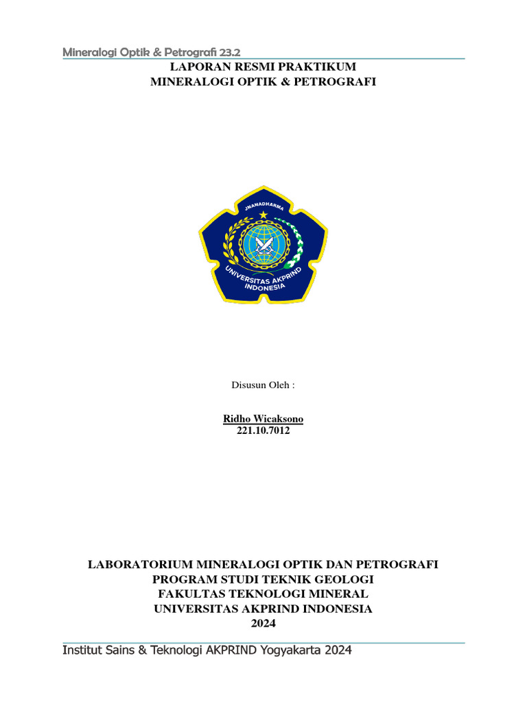 Laporan Mineralogi Optik Dan Petrografi | PDF | Griya & Taman | Sains & Matematika