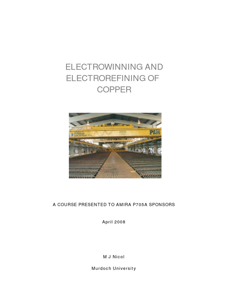 Copper Electrowinning and Electrorefining Guide | PDF | Electrode ...