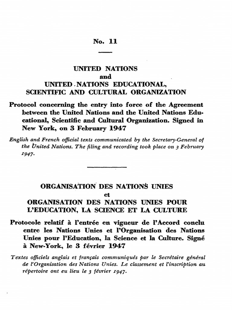 Protocol of The Agreement Between UN & UNESCO | PDF | United Nations ...