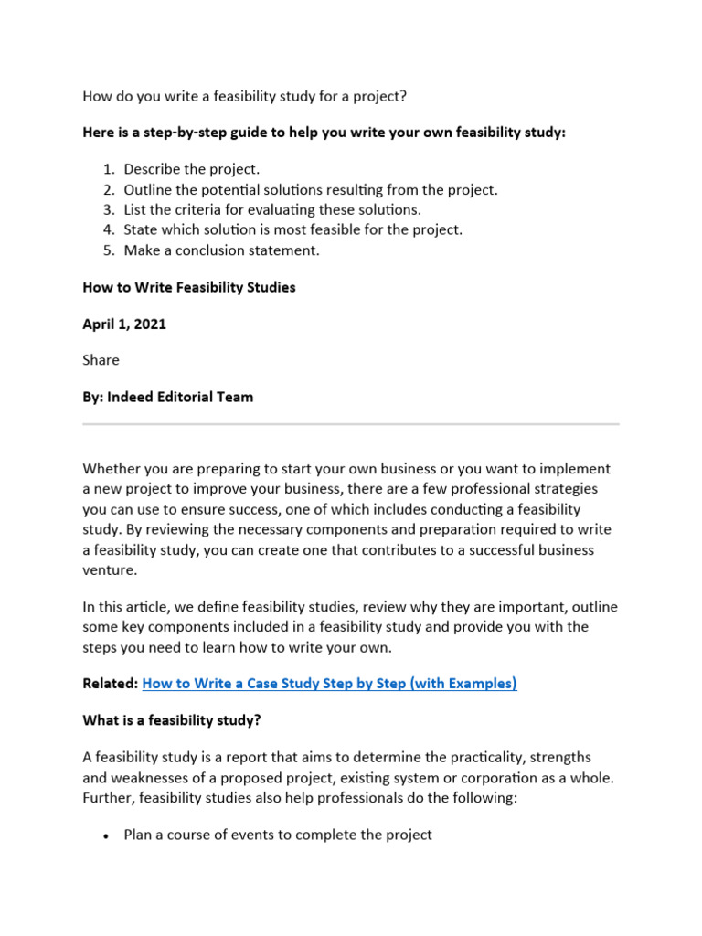 How Do You Write A Feasibility Study For A Project | PDF | Feasibility Study | Business