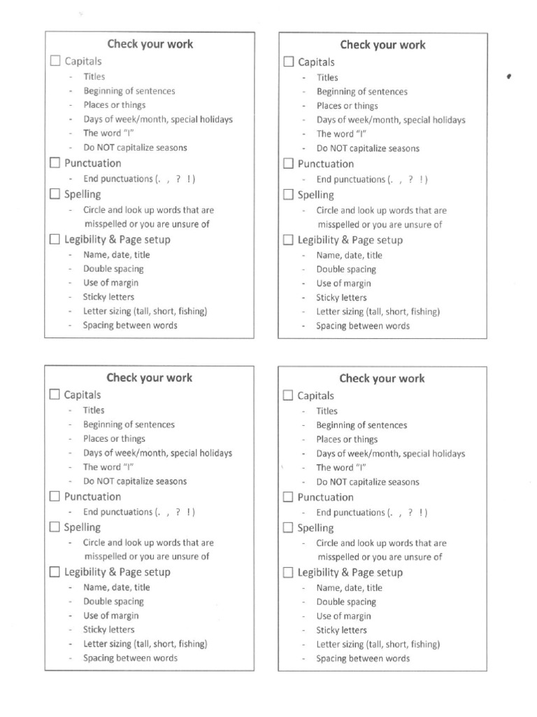 Check Your Work Checklist | PDF