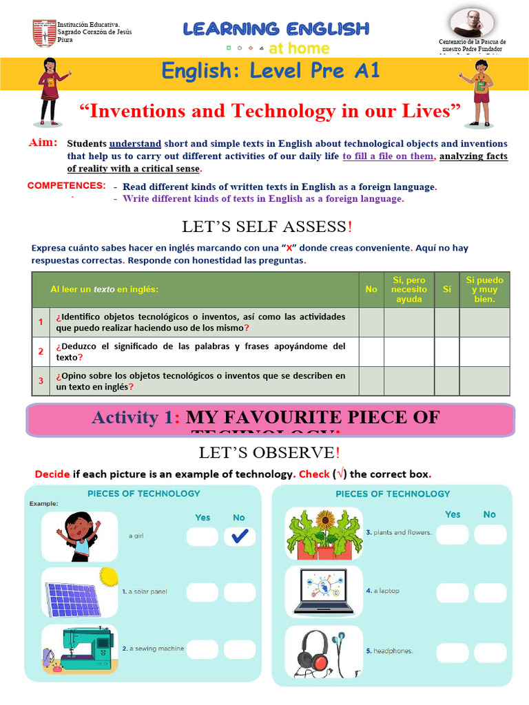 Activity 1 - My Favourite Piece of Technology - LE7 - Level PreA1 | PDF