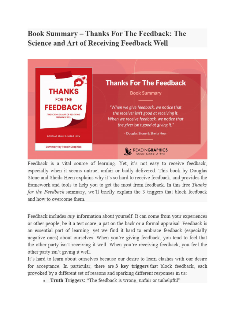 Thanks for the Feedback | PDF | Learning | Mindset