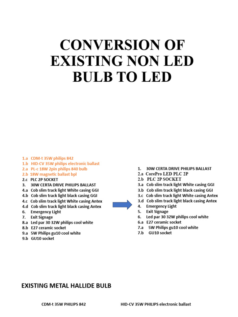 Conversion of Existing Non Led Bulb To Led 1 | PDF