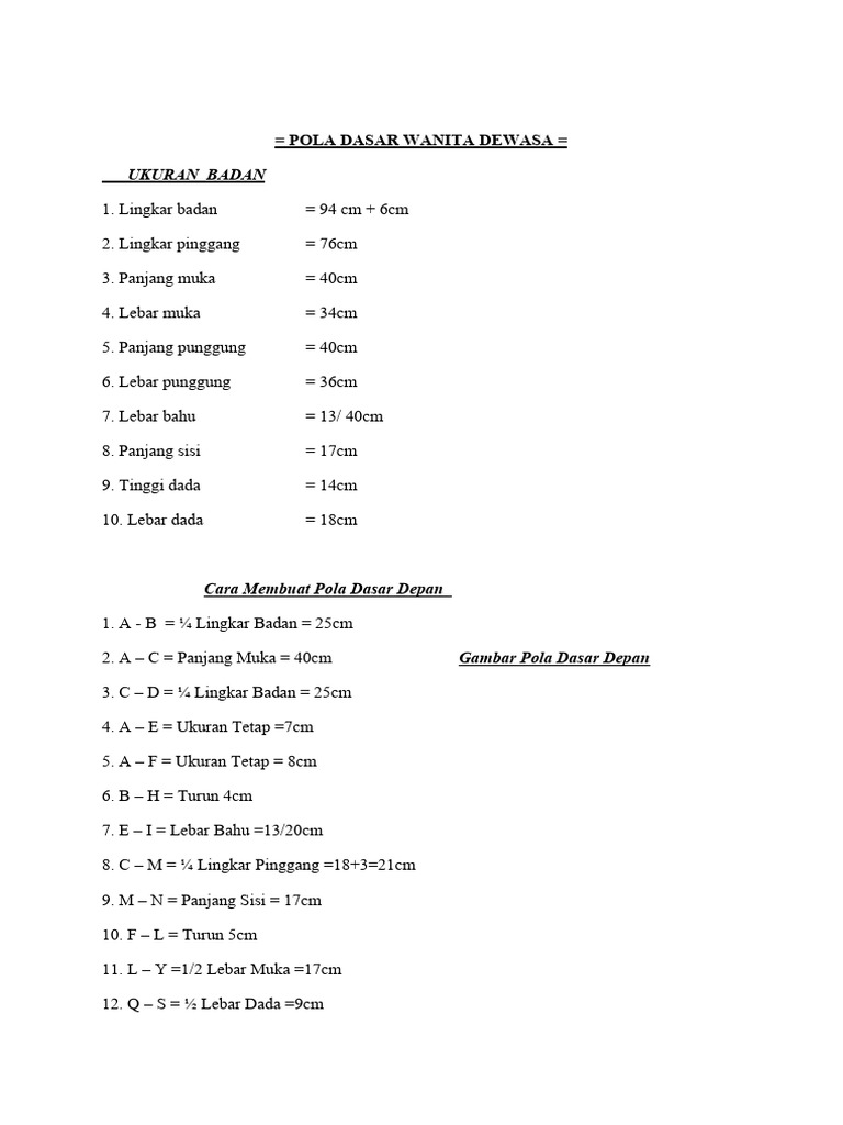 Pola Dasar Wanita Dewasa Refisi | PDF