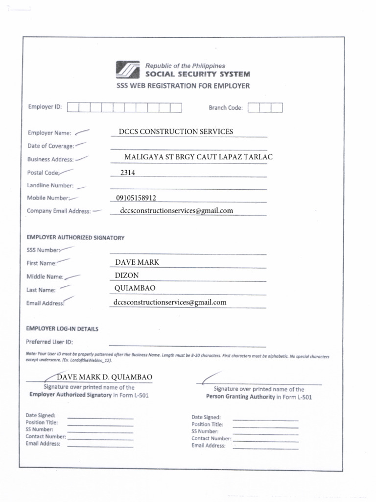 SSS Web Registration Employer | PDF