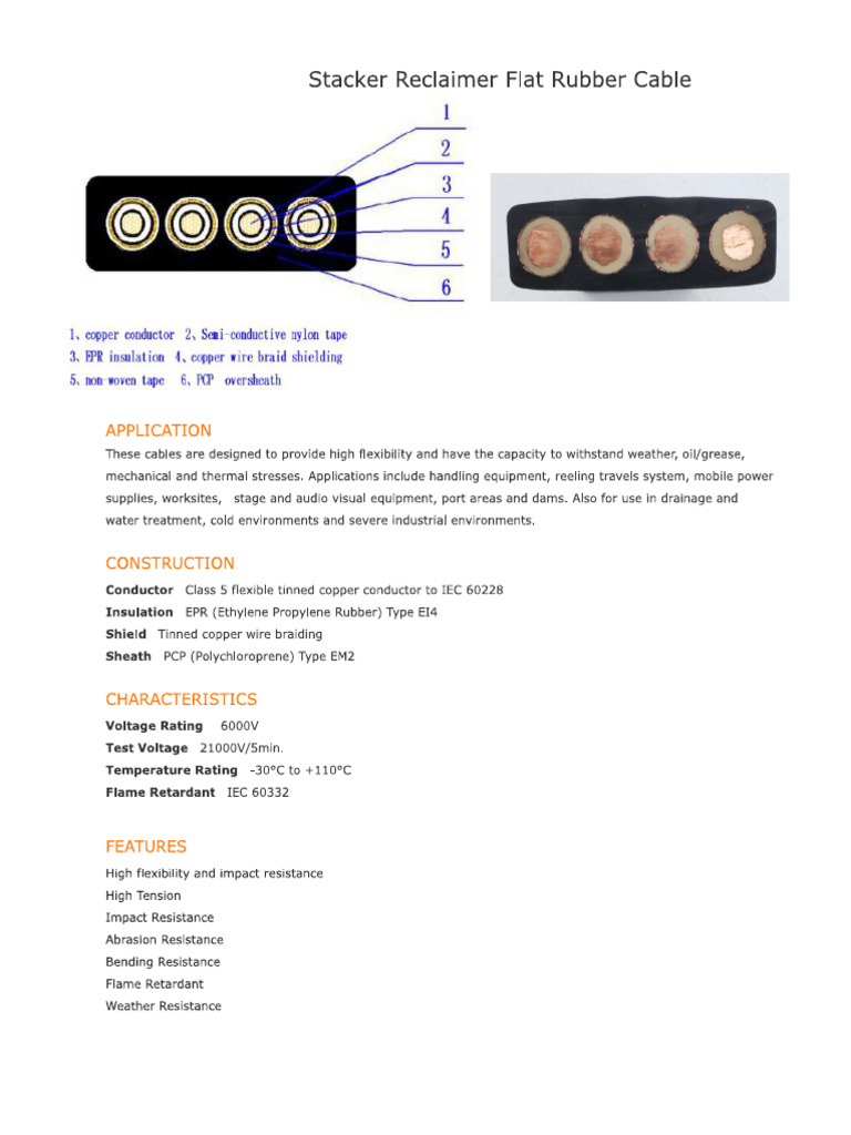 Spesifikasi Kabel Stacker Reclaimer 6kV | PDF