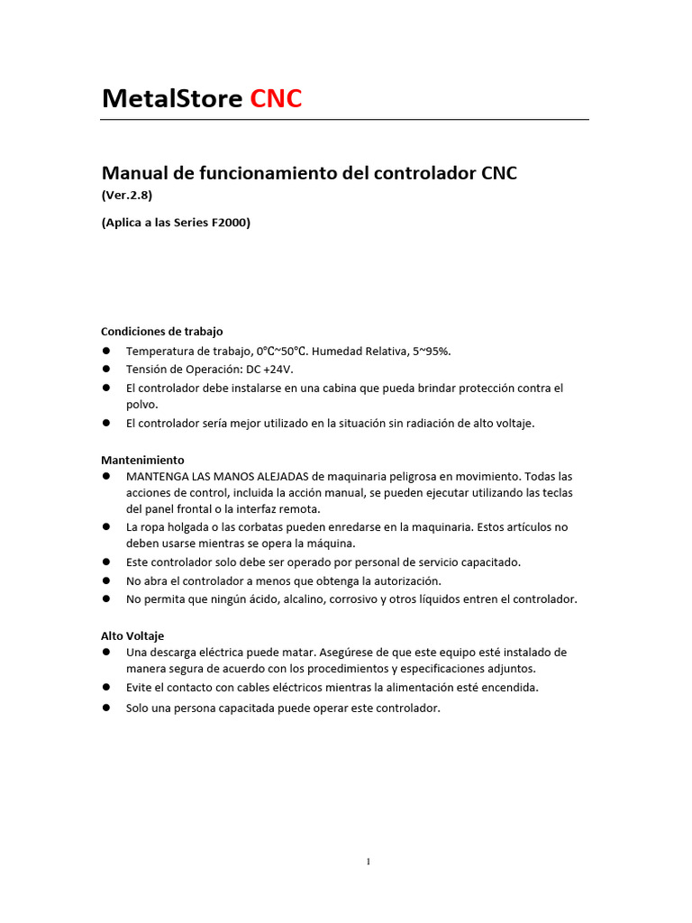 Manual de Funcionamiento Del Controlador CNC Serie 2000 | PDF | Bios | Programa de computadora
