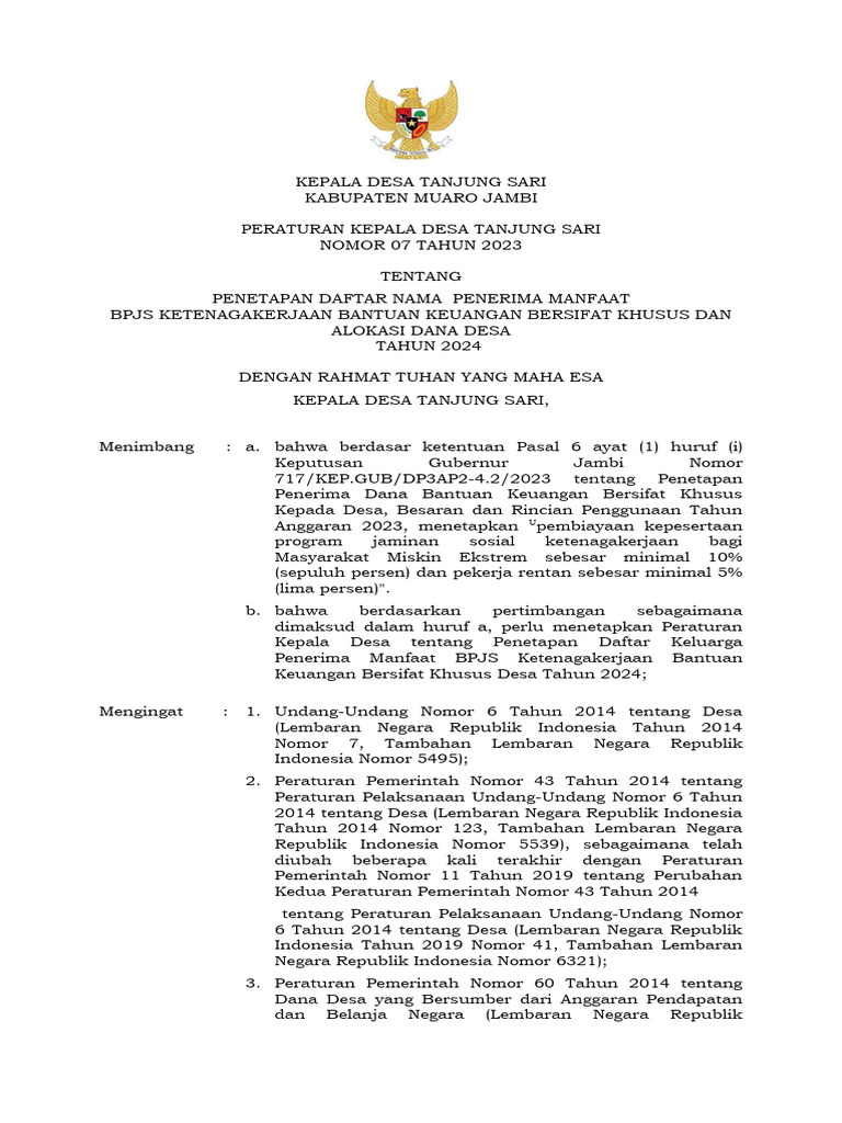 Perkades BPJS 2023 | PDF