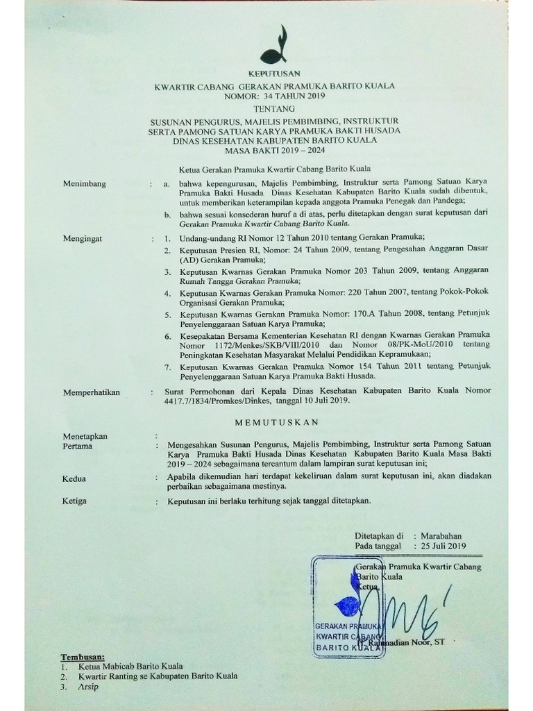 SK KEPENGURUSAN SBH BATOLA | PDF