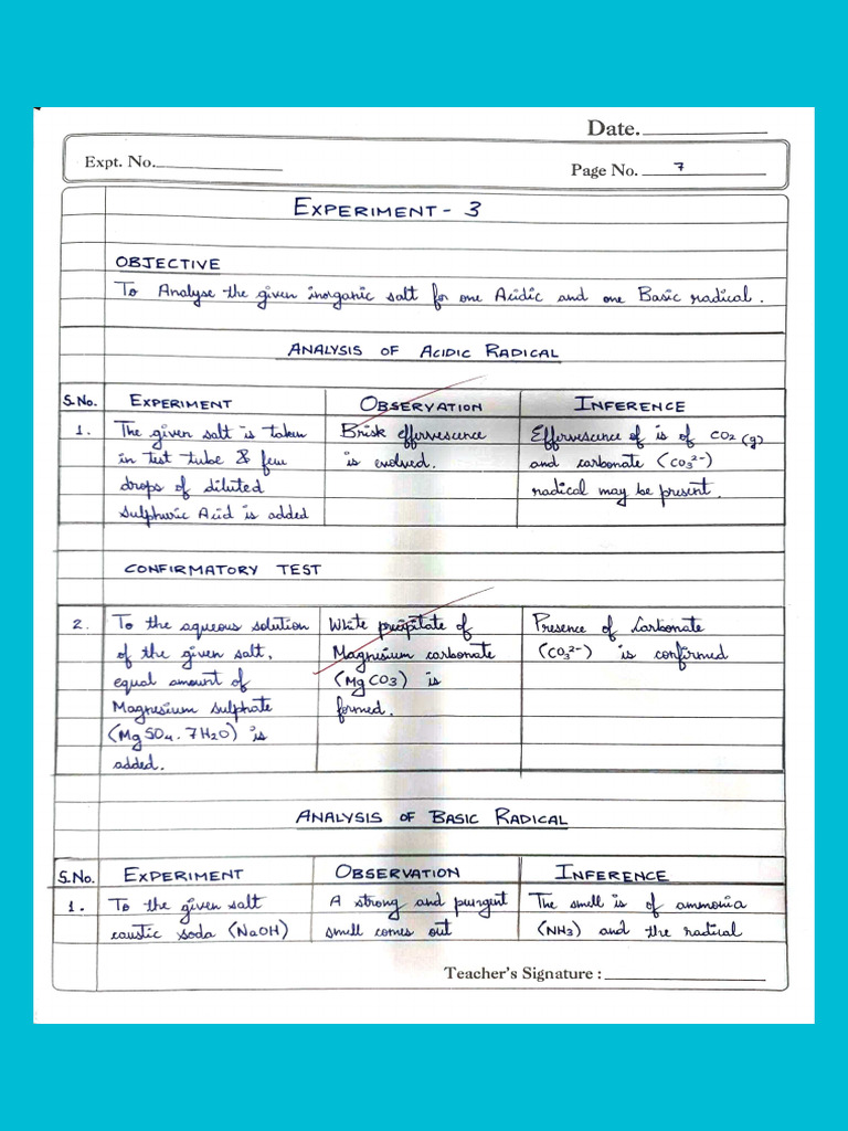 12 Practicals Salt Analysis | PDF