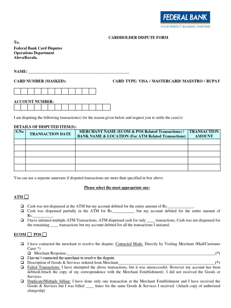 Cardholder Dispute Form (CDF) - Normal Disputes | PDF | Debit Card ... Cardholder Dispute Form (CDF) - Normal Disputes | PDF | Debit Card ...