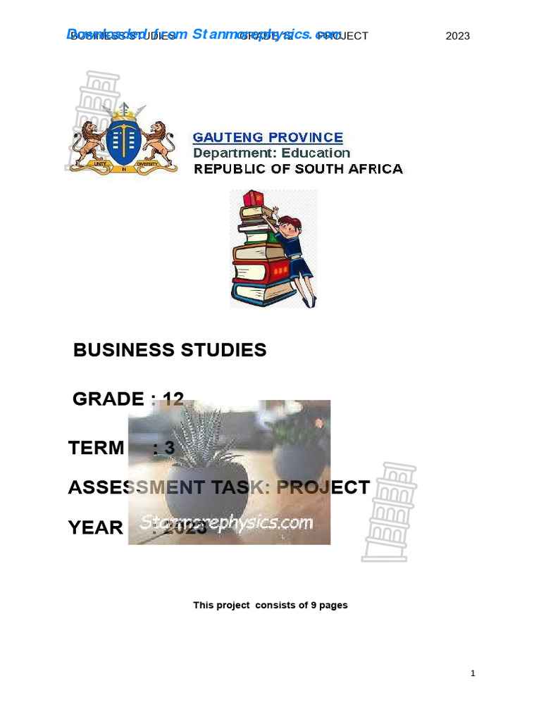 GP Business Studies Grade 12 Project 2023 TERM 3 QP and Memo | PDF | Partnership | Employment