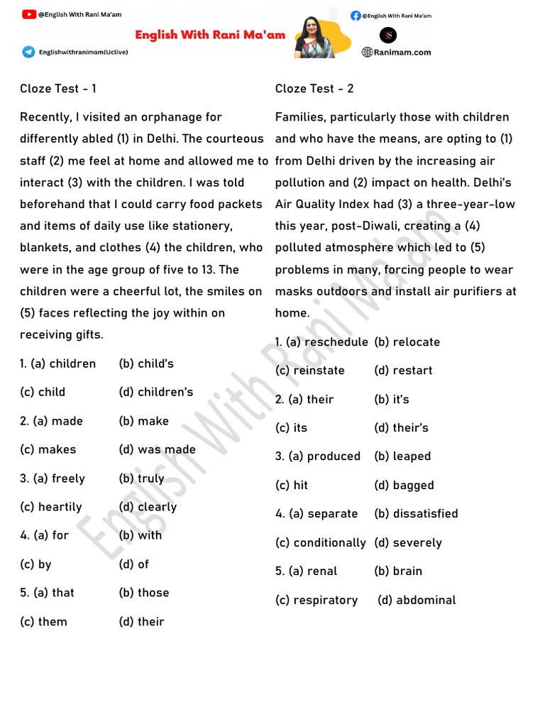 Cloze Tests and Friendship Insights | PDF | Petroleum | Chemical Substances