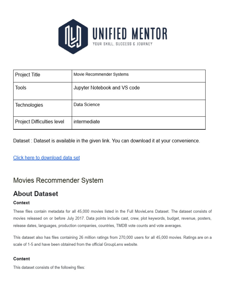 Movie Recommender Systems | PDF | Metadata | Comma Separated Values