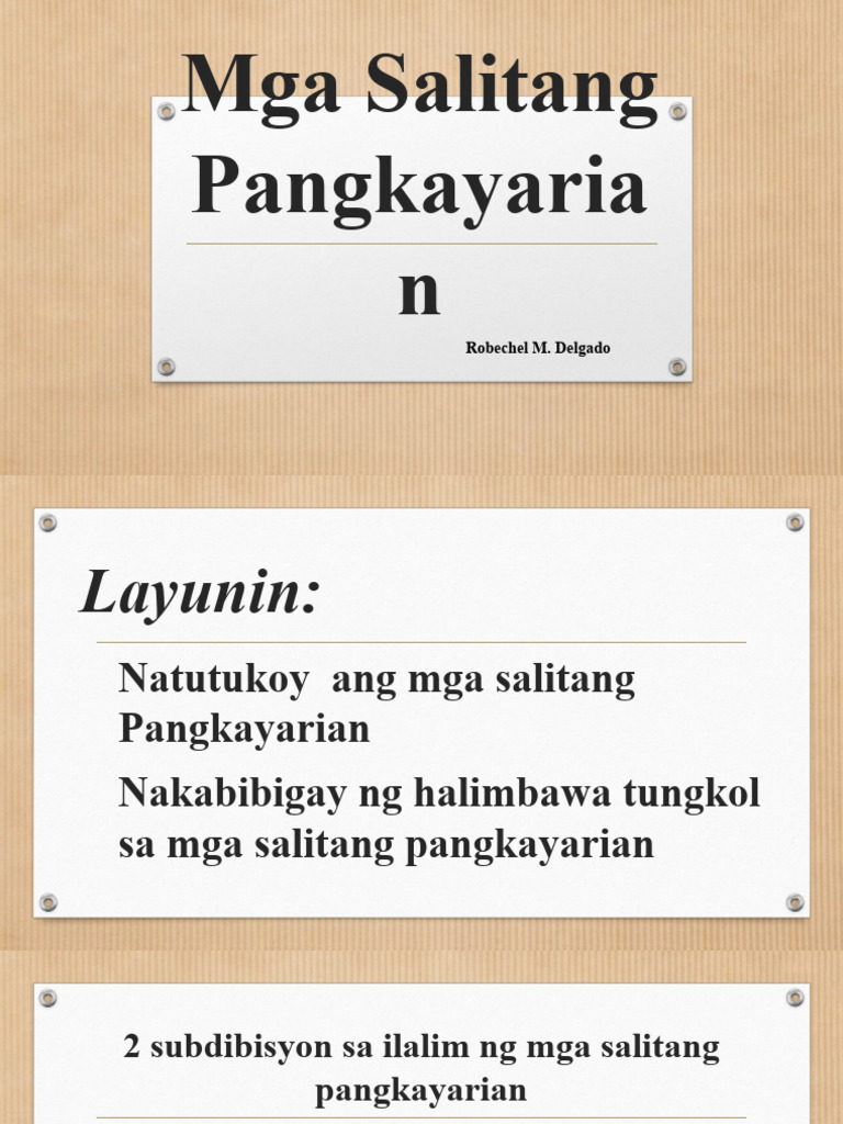 Mga Salitang Pangkayarian | PDF