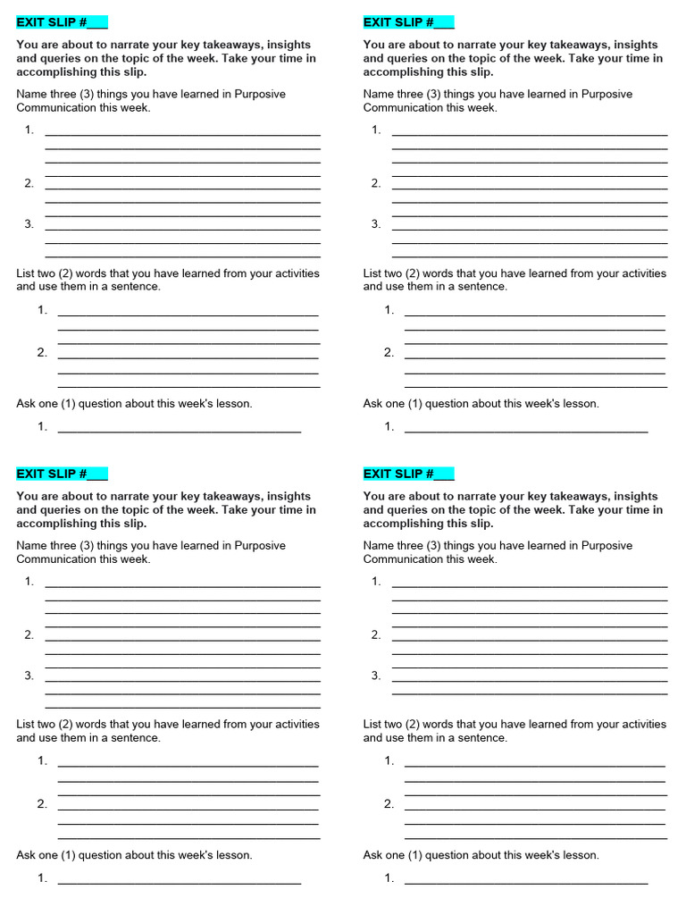 Exit Slip | PDF | Question | Syntax