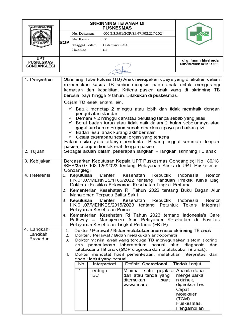 Sop Skrining TB | PDF | Pengembangan Diri | Sains & Matematika