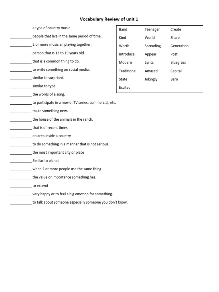Keynote Book 1 Unit 1 Vocabulary Practice | PDF | Language Arts ...