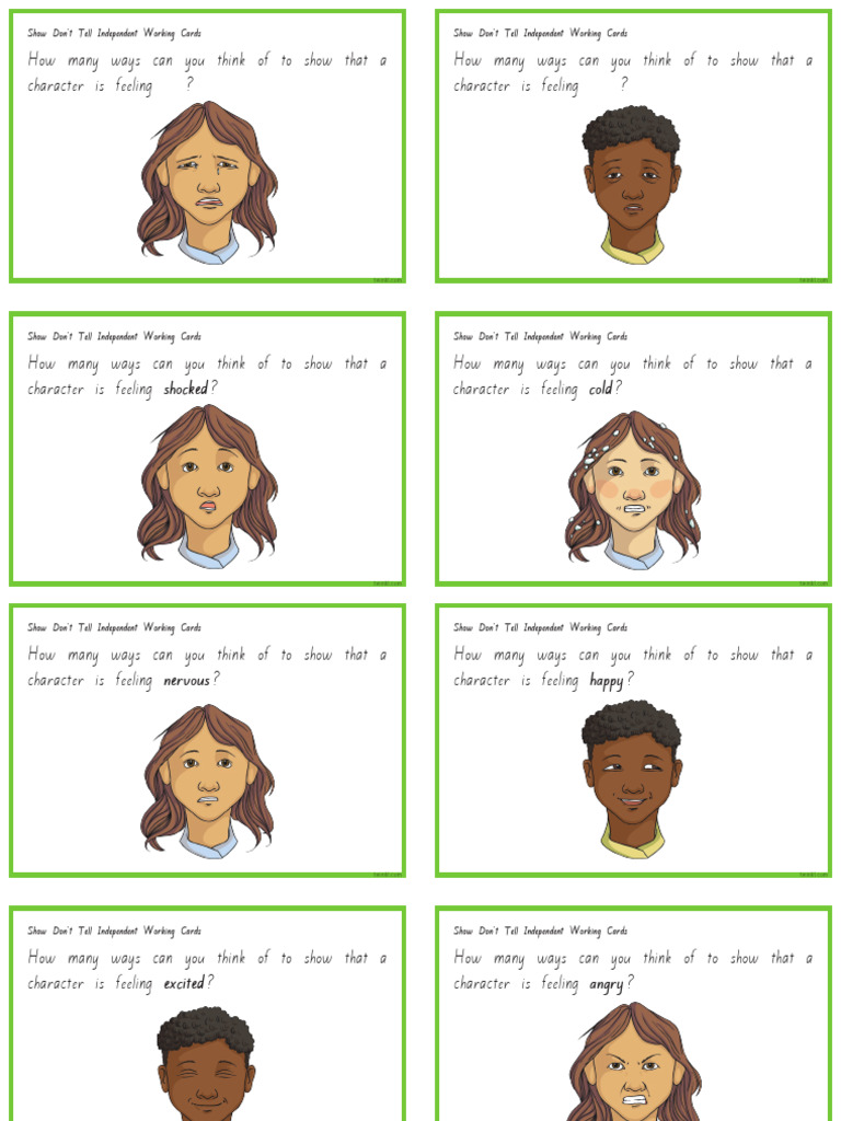 Character Emotion Expression Cards | PDF