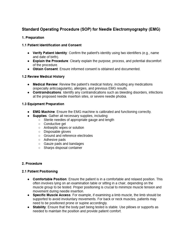 Standard Operating Procedure (SOP) for Needle Electromyography (EMG ...