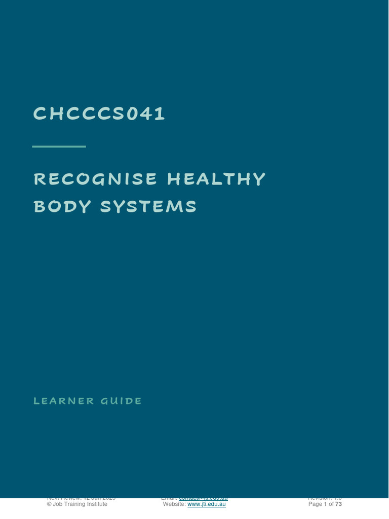 CHCCCS041 Learner Guide | PDF | Human Body | Respiratory Diseases