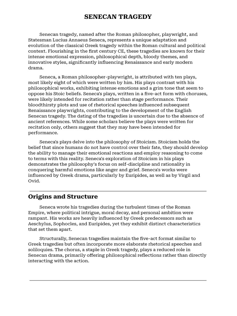 Senecan Tragedy - Unit 1 - Paper 9 | PDF | Tragedy | Seneca The Younger