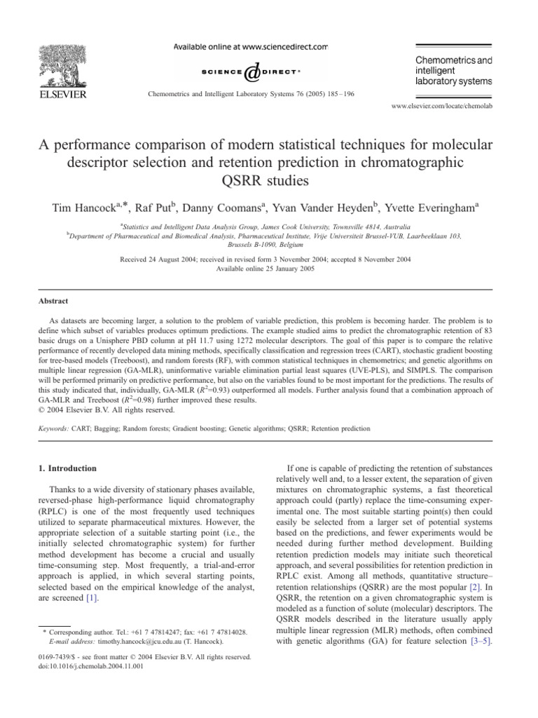 A Performance Comparison of Modern Stati | PDF | Cross Validation (Statistics) | Regression Analysis