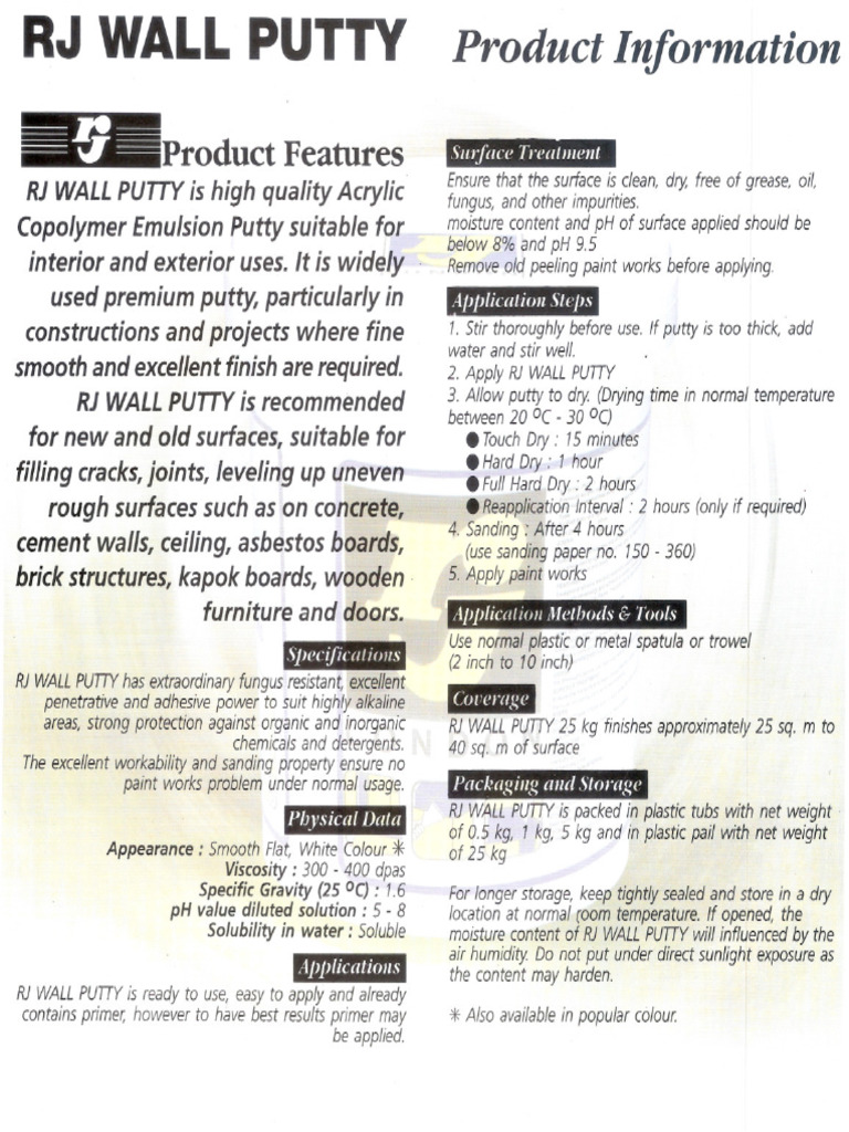 RJ London Wall Putty | PDF