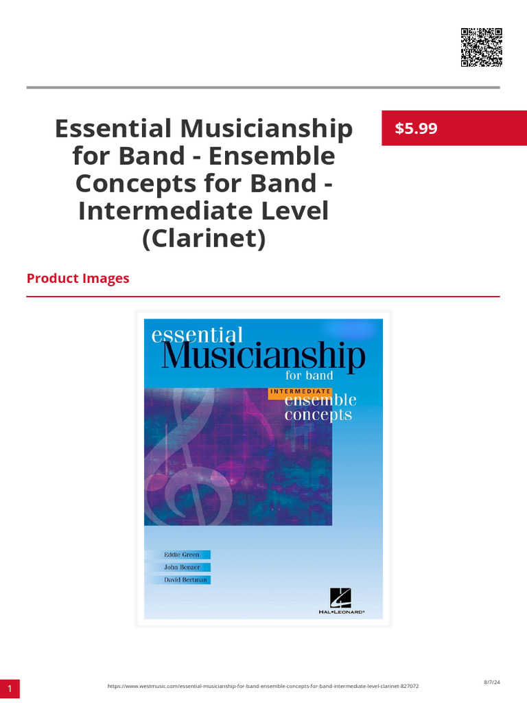 Essential Musicianship For Band Ensemble Concepts For Band Intermediate Level Clarinet | PDF