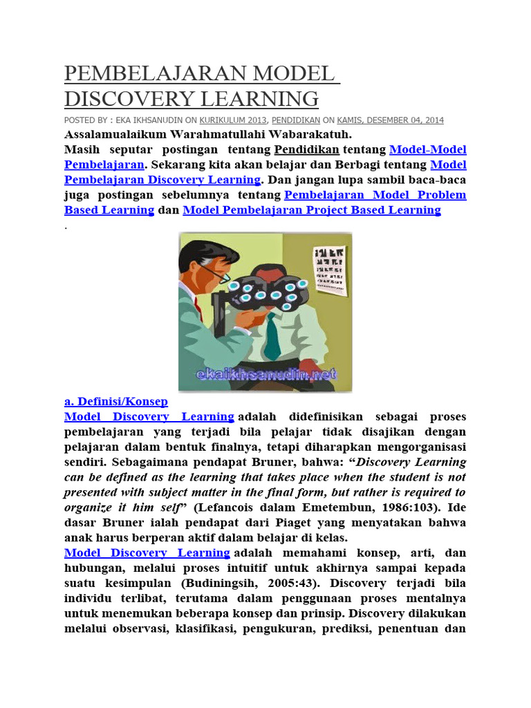 Pembelajaran Model Discovery Learning | PDF | Karier & Perkembangan | Kesehatan Holistik