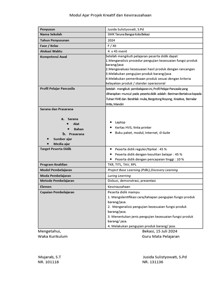 Modul Ajar 3 Pengujian Dan Evaluasi Produk | PDF | Seni