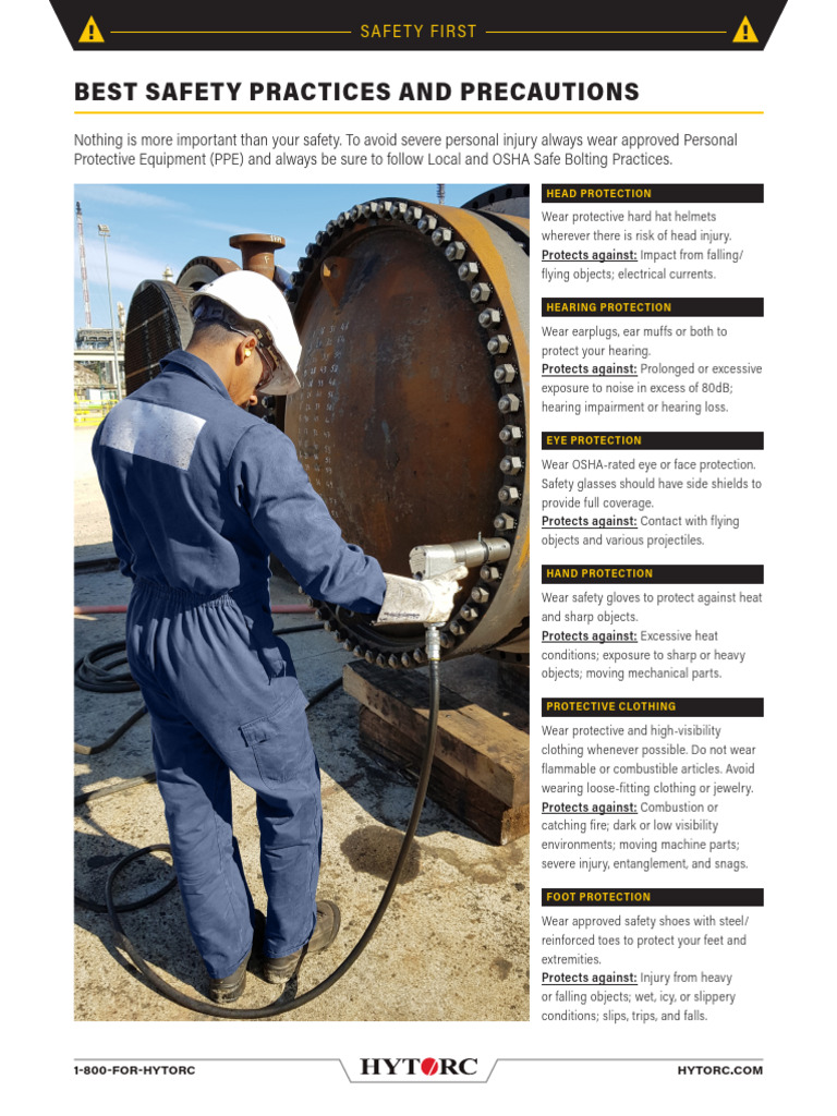 HYTORC Safety Practices | PDF | Personal Protective Equipment | Working ...