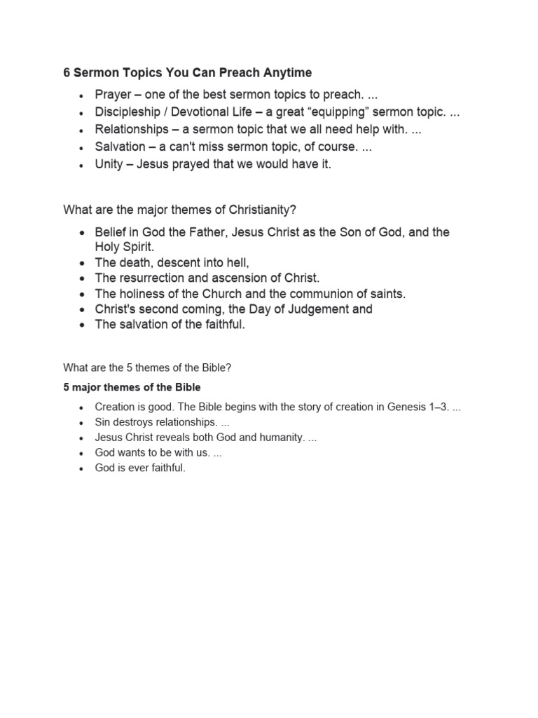 6 Sermon Topics You Can Preach Anytime | PDF