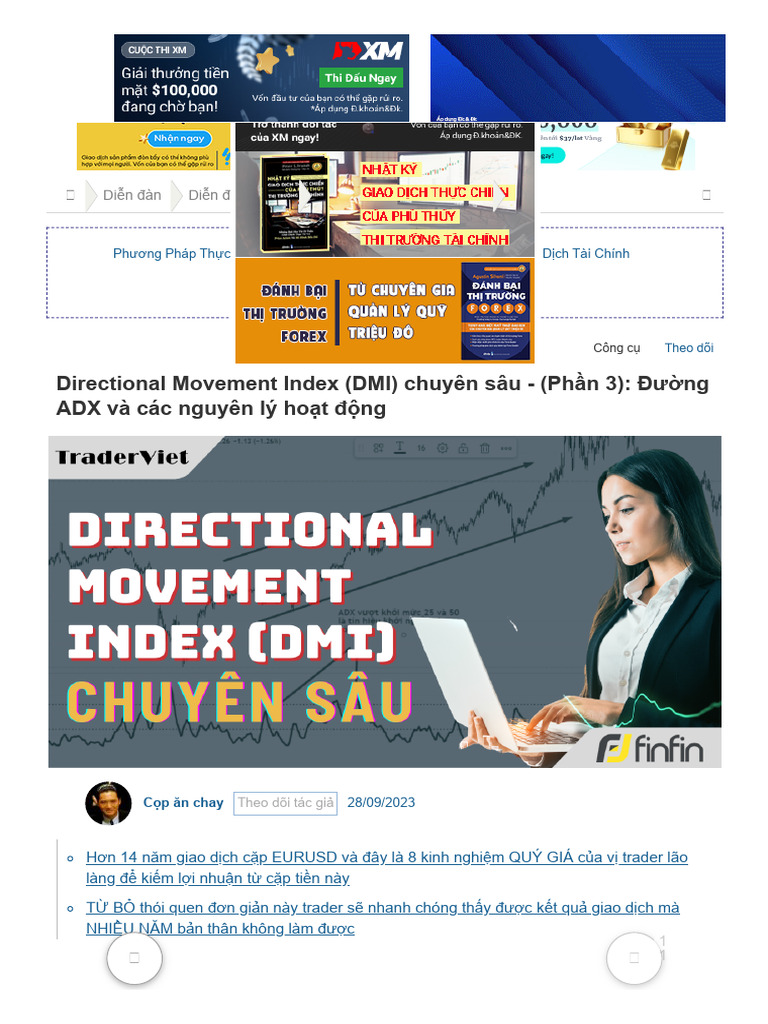 Directional Movement Index (DMI) Chuyên Sâu - (Phần 3) - Đường ADX Và Các Nguyên Lý Hoạt Động | PDF