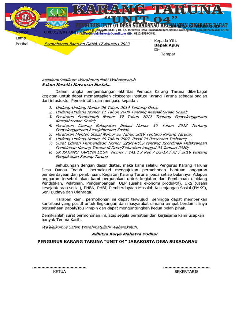 Surat Karang Taruna Unit 04 | PDF