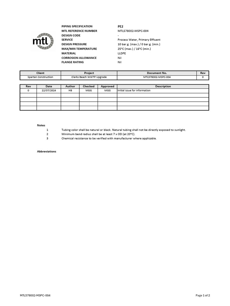 MTL578002 MSPC 004 | PDF | Pipe (Fluid Conveyance) | Building Materials