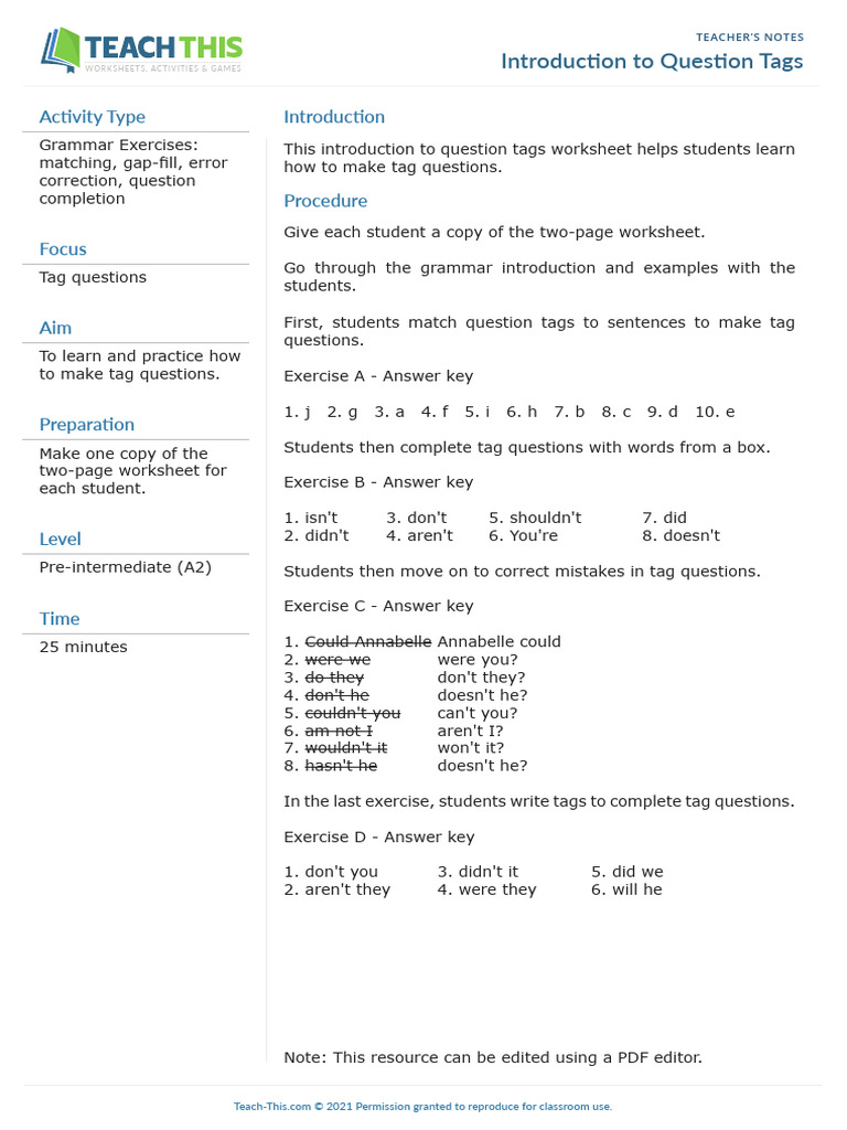 Introduction to Question Tags | PDF | Verb | Semantic Units
