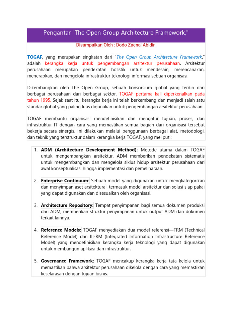 Pengantar Togaf | PDF