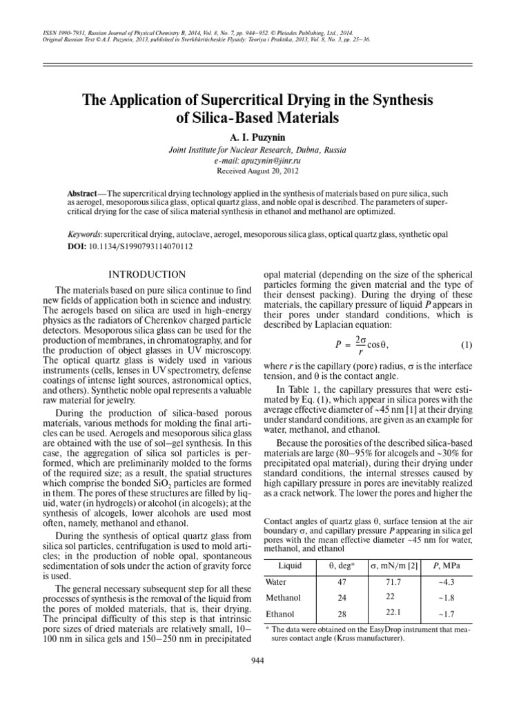opal supercritical drying | PDF | Silicon Dioxide | Supercritical Fluid